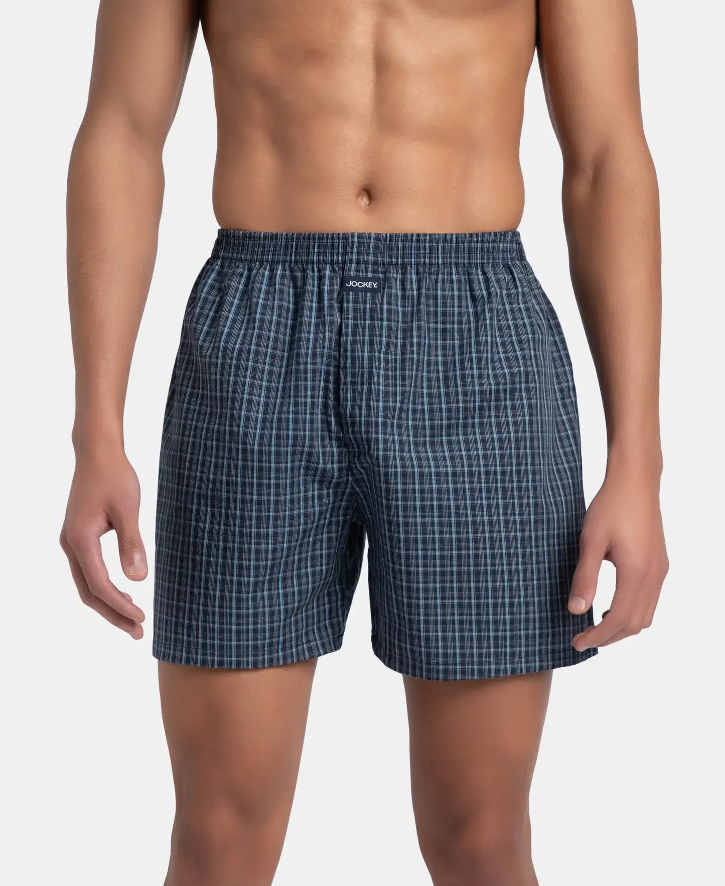 Buy Super Combed Mercerized Cotton Woven Checkered Boxer Shorts with ...
