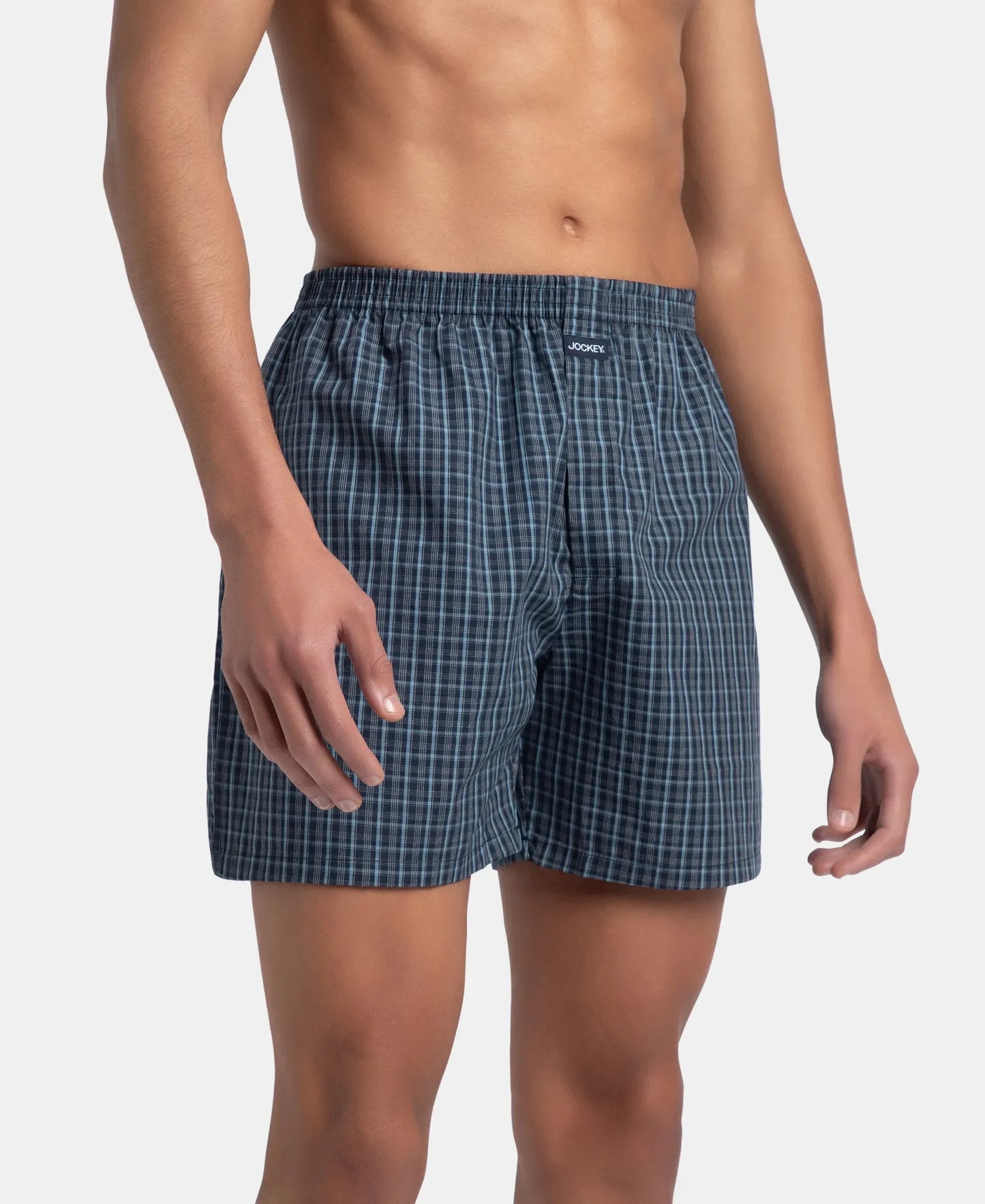 Buy Super Combed Mercerized Cotton Woven Checkered Boxer Shorts with ...
