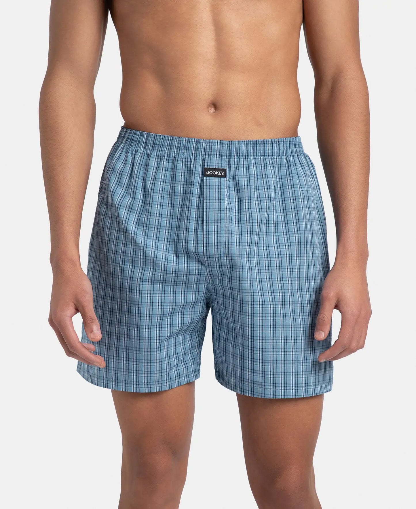 Buy Super Combed Mercerized Cotton Woven Checkered Boxer Shorts with ...
