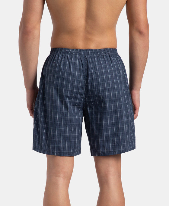 Buy Super Combed Mercerized Cotton Woven Checkered Boxer Shorts with ...