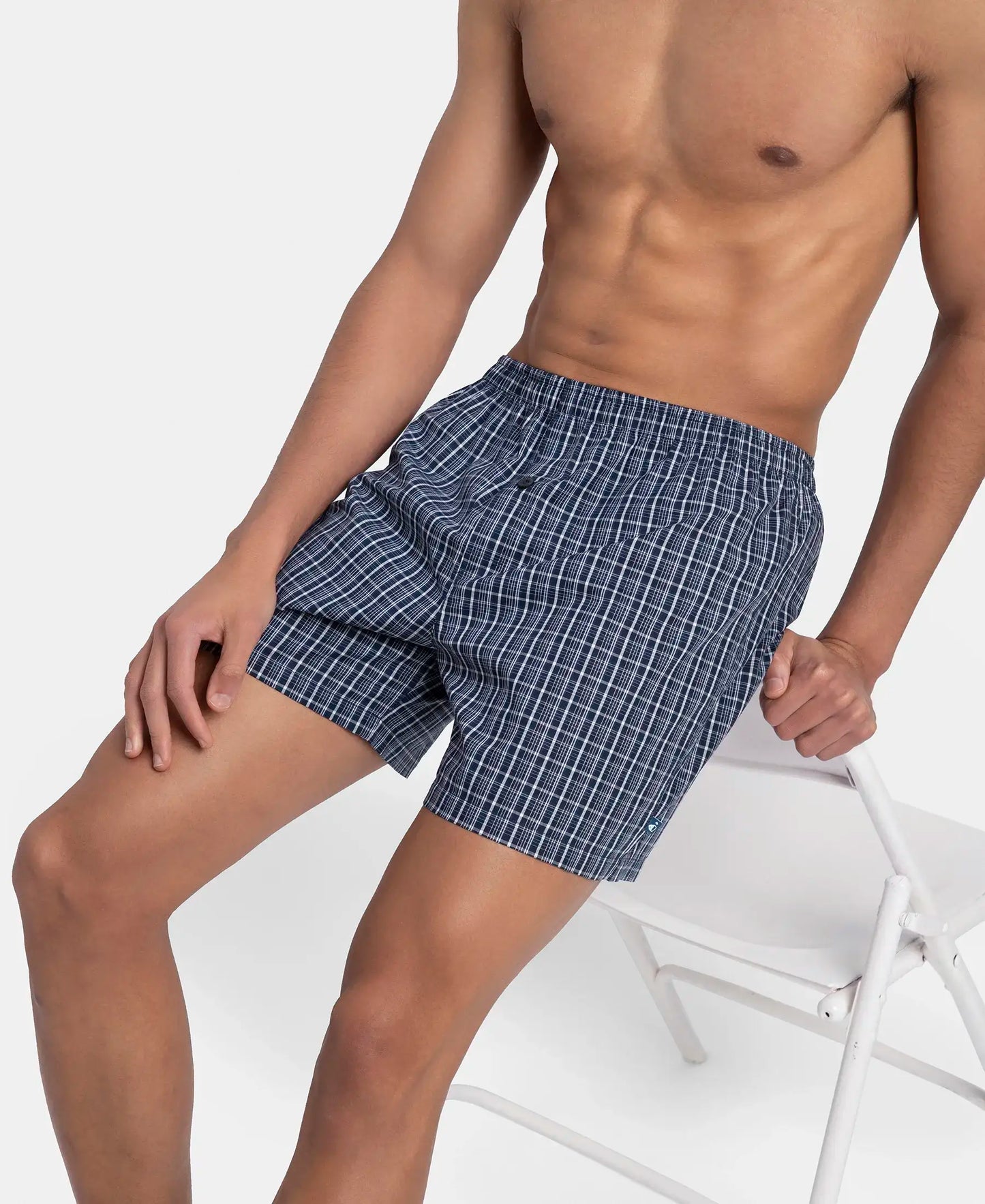 Buy Super Combed Mercerized Cotton Woven Checkered Inner Boxers with ...