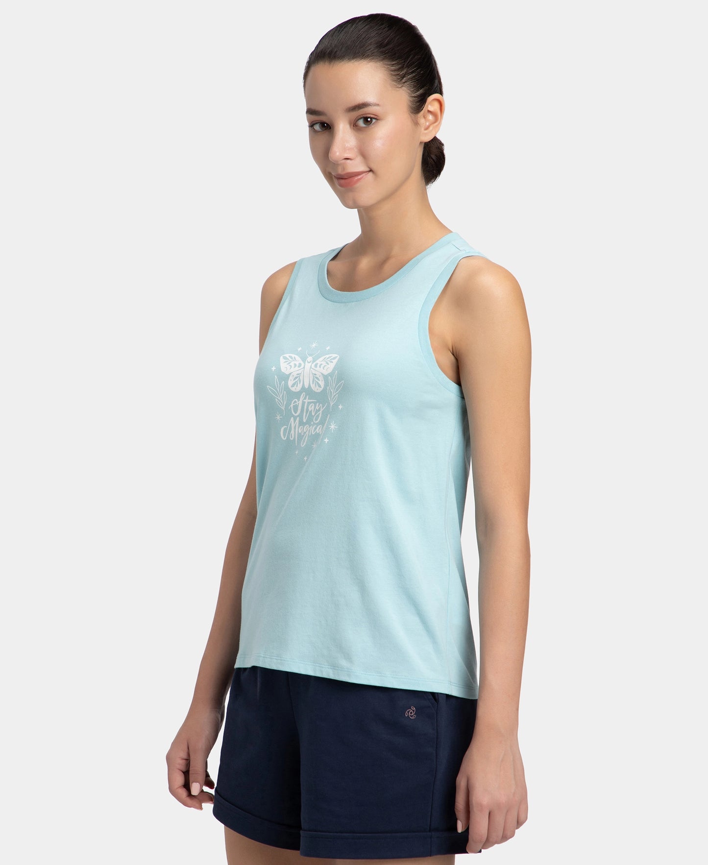 Buy Super Combed Cotton Relaxed Fit Printed Racerback Styled Tank Top ...