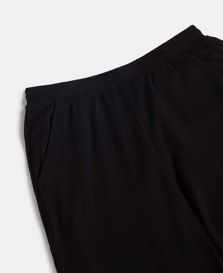 Buy Super Combed Cotton Rich Straight Fit Wide Leg Pants - Black A158 ...