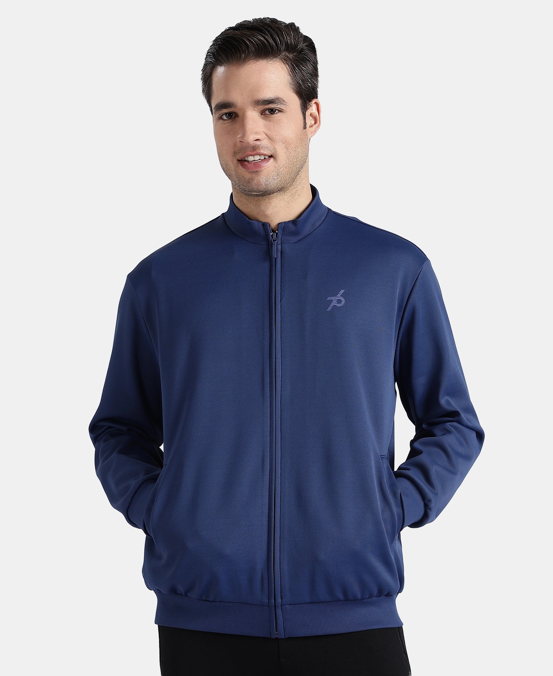 Buy Microfiber Fabric Jacket with StayFresh Treatment - Navy AM83 ...