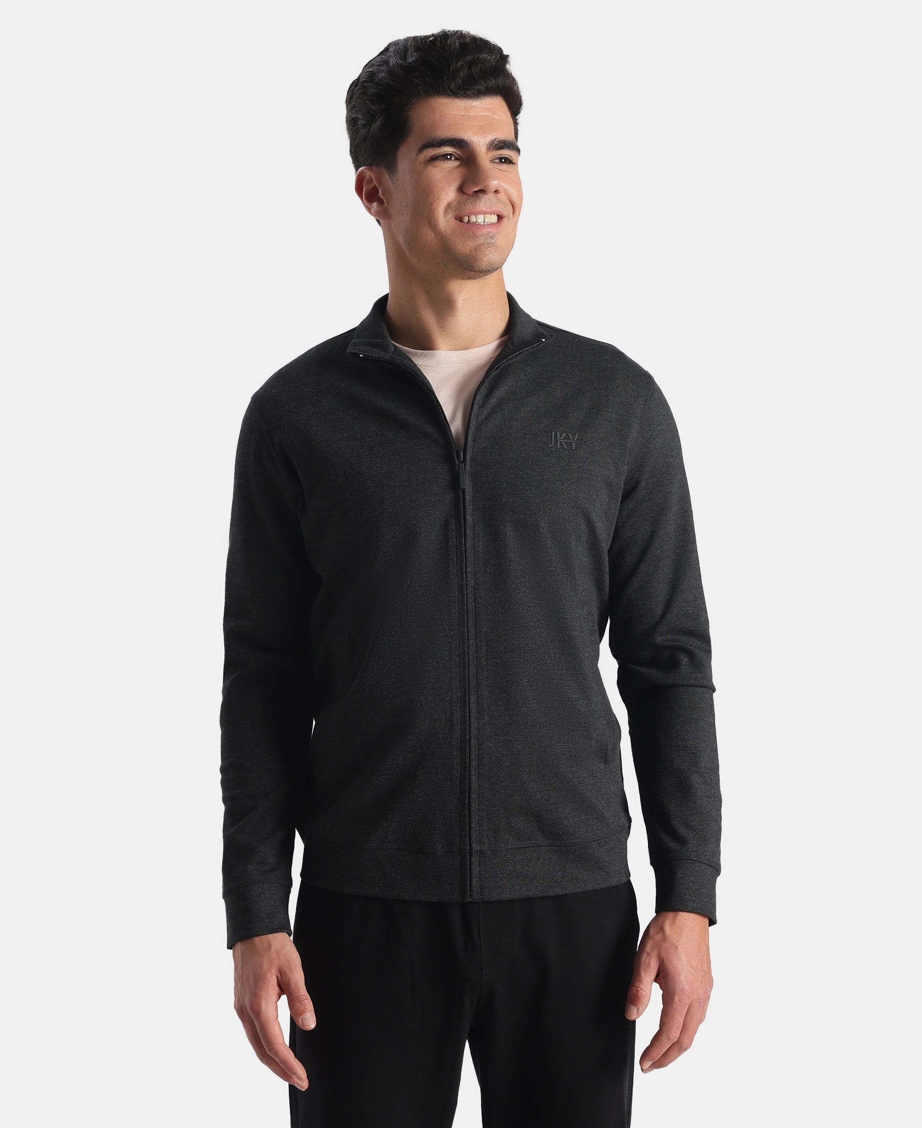 Buy Rayon Nylon Elastane Stretch Jacket with Ribbed Cuffs - Black ...