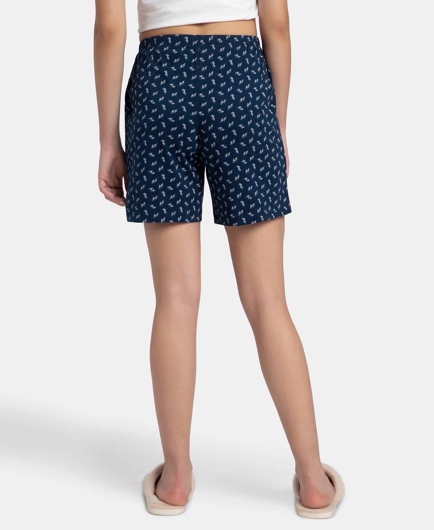 Buy Super Combed Cotton Relaxed Fit Printed Sleep Shorts with Side ...
