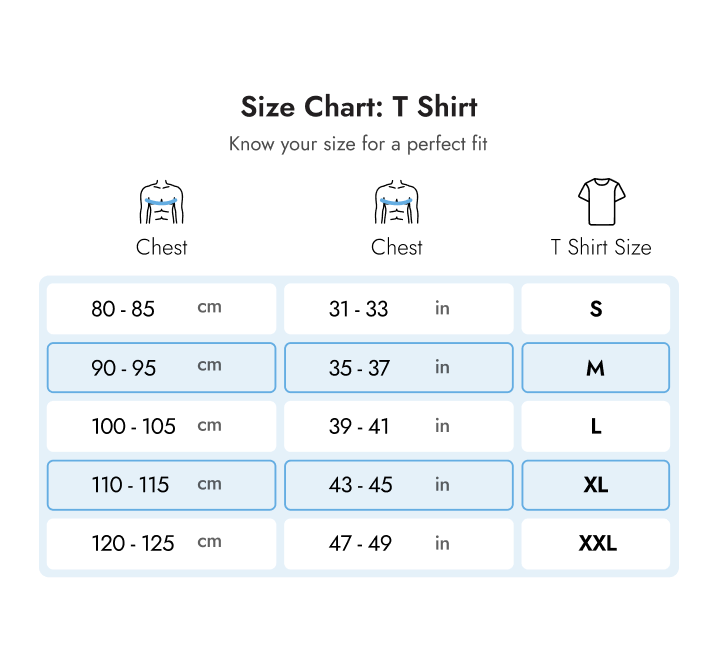 T-shirt Size Chart: Find T-shirt Size Online With T-shirt Size Chart By ...