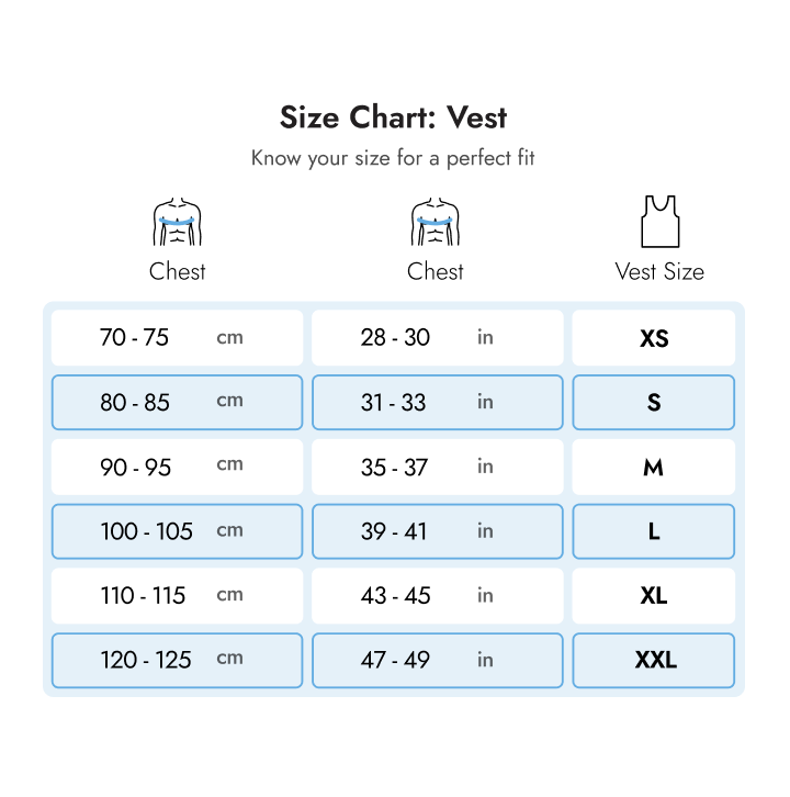 Vest Size Chart: Find Vest Size Online With Vest Size Chart For Men | Jockey India