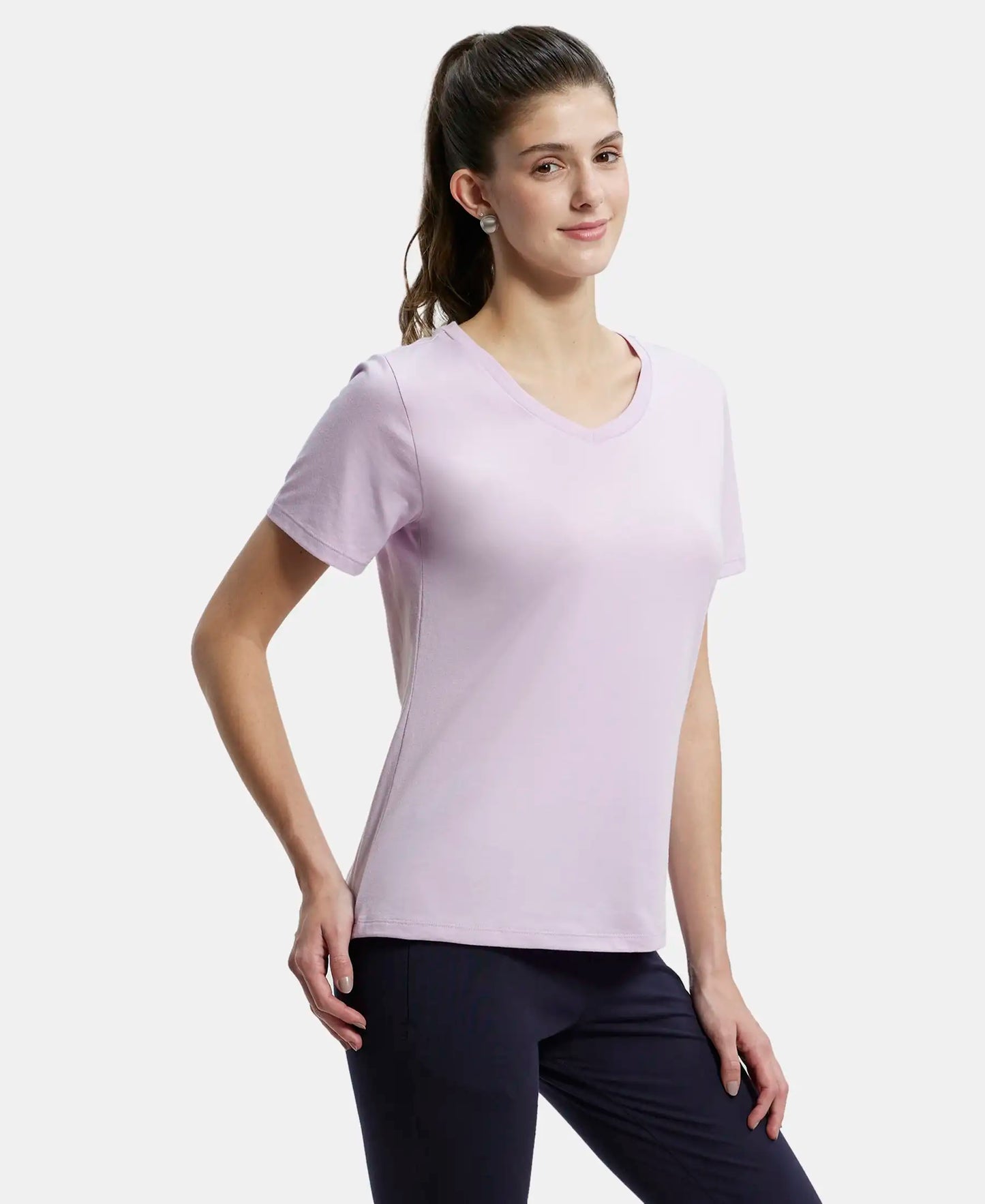 Buy Super Combed Cotton Rich Relaxed Fit Solid Curved Hem Styled Half Sleeve T-Shirt - Orchid ...